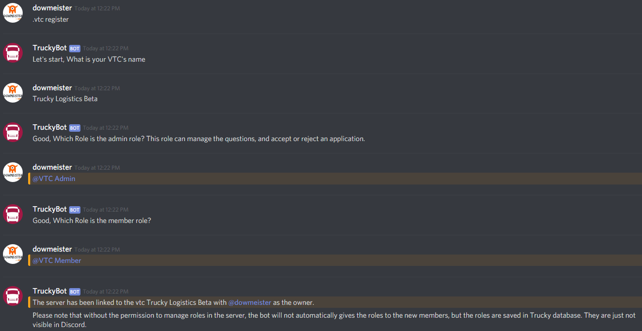 TruckyBot VTC commands guide - Trucky - The Virtual Trucker Companion App
