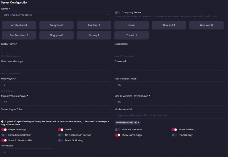 Dedicated Game Servers Hosting - Trucky - The Virtual Trucker Companion App