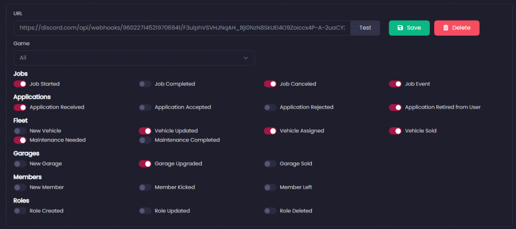 VTC Hub Discord Integration - Webhooks for publishing automatic messages like completed jobs ...