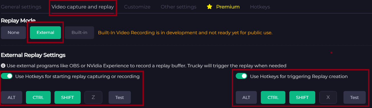 Configure External Applications for Replay recording - Trucky - The Virtual Trucker Companion App